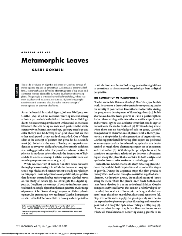 (PDF) Metamorphic Leaves