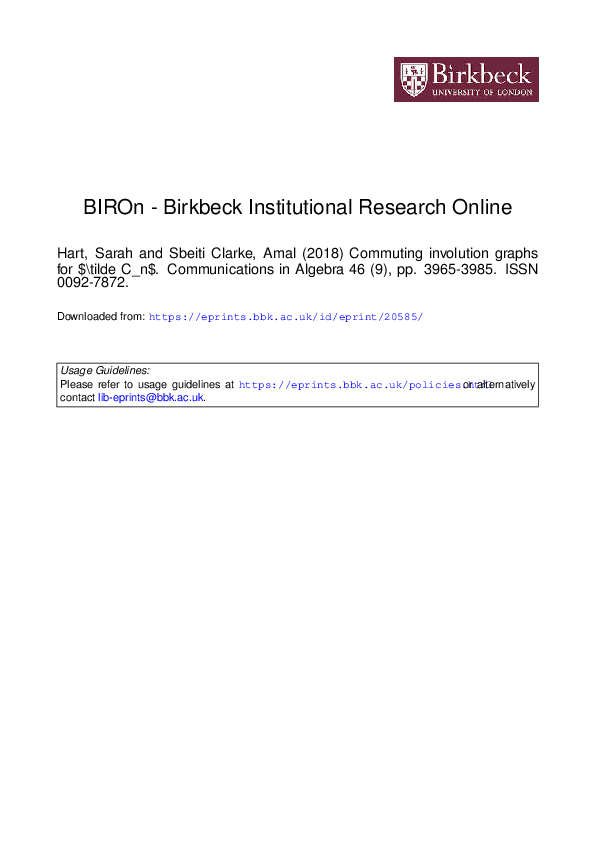 (PDF) Commuting involution graphs for