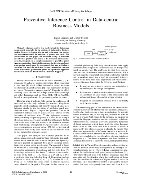 (PDF) Preventive Inference Control in Data-centric Business Models