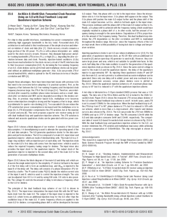 (PDF) An 8Gb/s 0.65mW/Gb/s forwarded-clock receiver using an ILO with ...