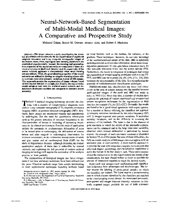 (PDF) Neural-network-based segmentation of multi-modal medical images: a comparative and ...