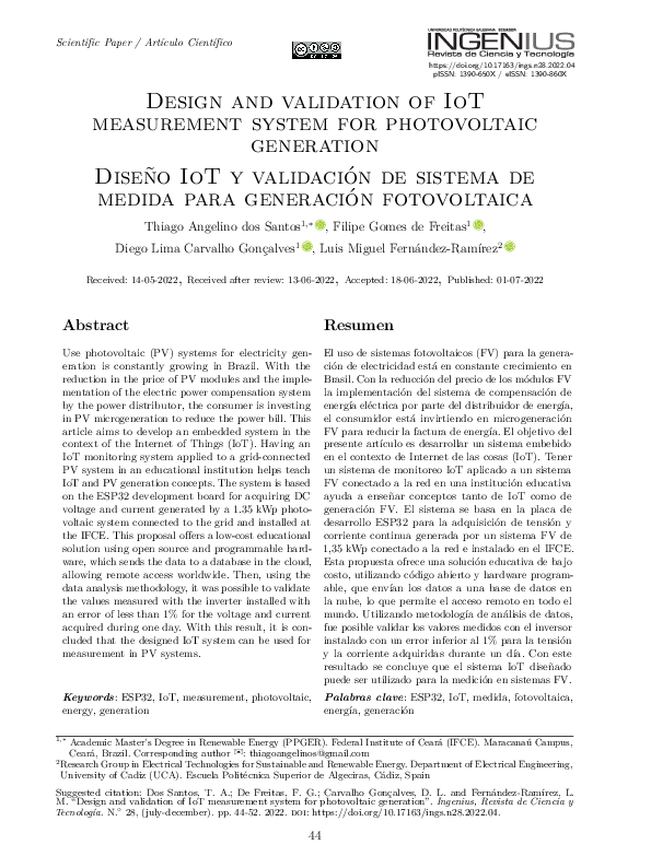 (PDF) Design and validation of IoT measurement system for photovoltaic ...