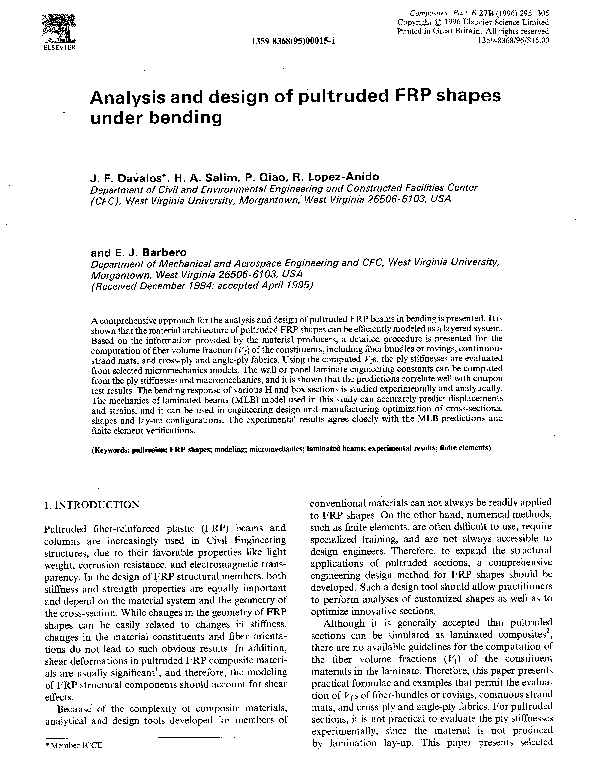 (PDF) Analysis and design of pultruded FRP shapes under bending