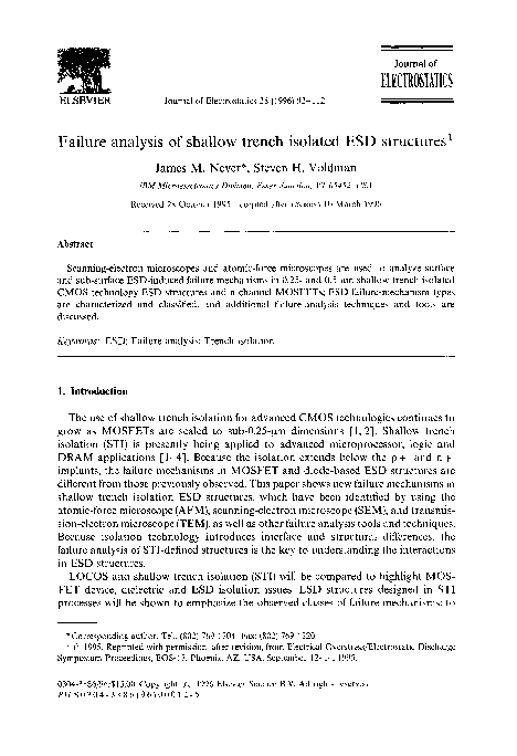 (PDF) Failure analysis of shallow trench isolated ESD structures