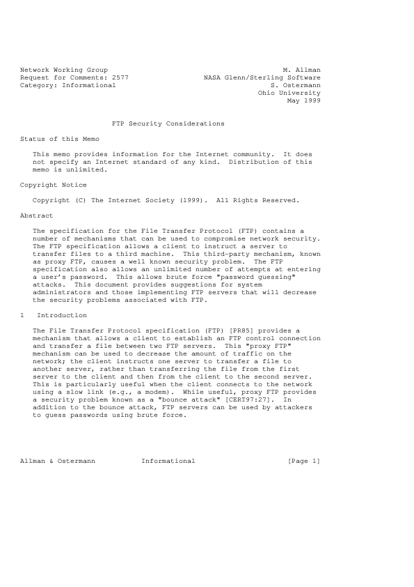 (PDF) FTP Security Considerations