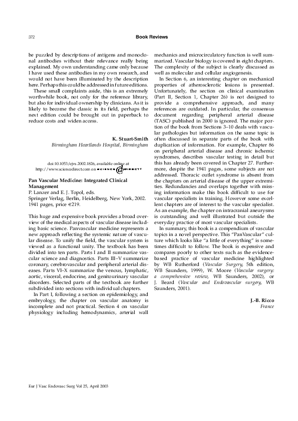 (PDF) Pan Vascular Medicine: Integrated Clinical Management