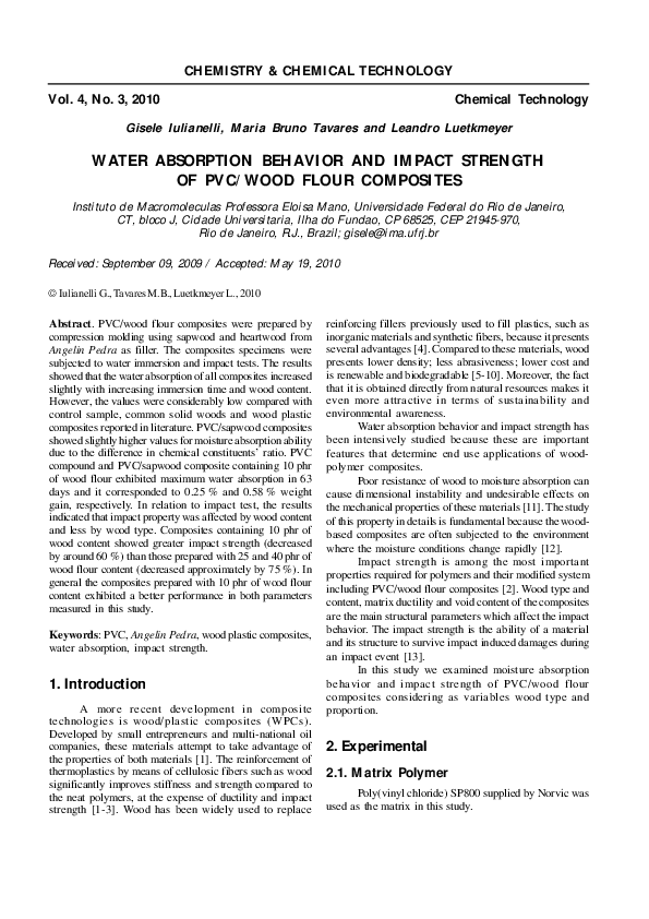 (PDF) Water Absorption Behavior and Impact Strength of PVC/Wood Flour ...