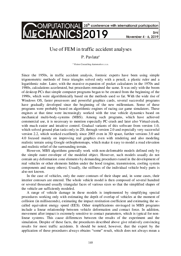 (PDF) Use of FEM in traffic accident analyses