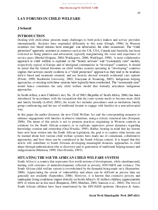 (PDF) Child Welfare