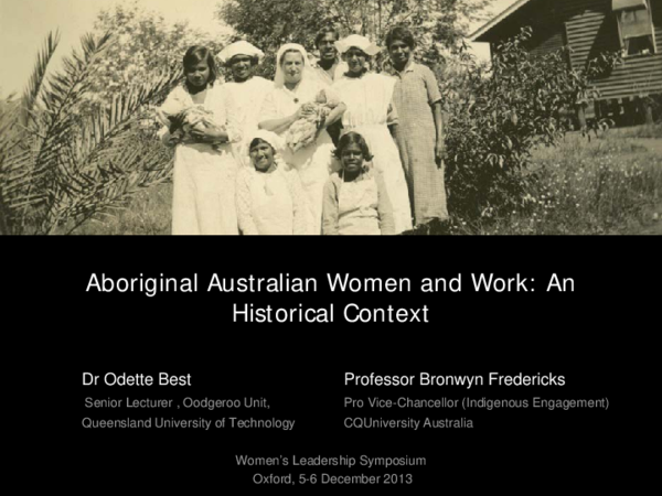(PDF) Aboriginal Australian women and work: an historical context