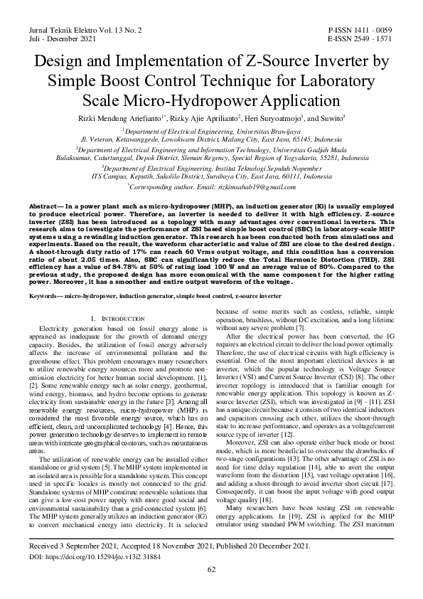 (PDF) Design and Implementation of Z-Source Inverter by Simple Boost Control Technique for ...