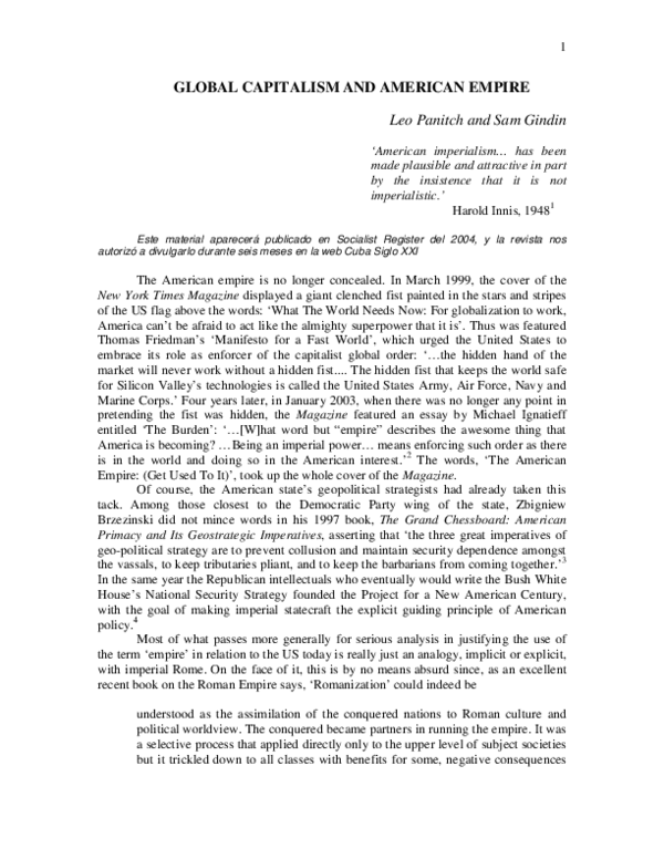 (PDF) Global capitalism and American empire