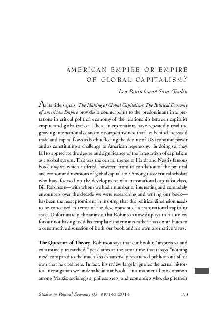(PDF) American Empire or Empire of Global Capitalism?