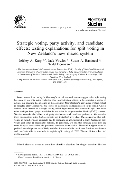(PDF) Strategic voting, party activity, and candidate effects: testing ...