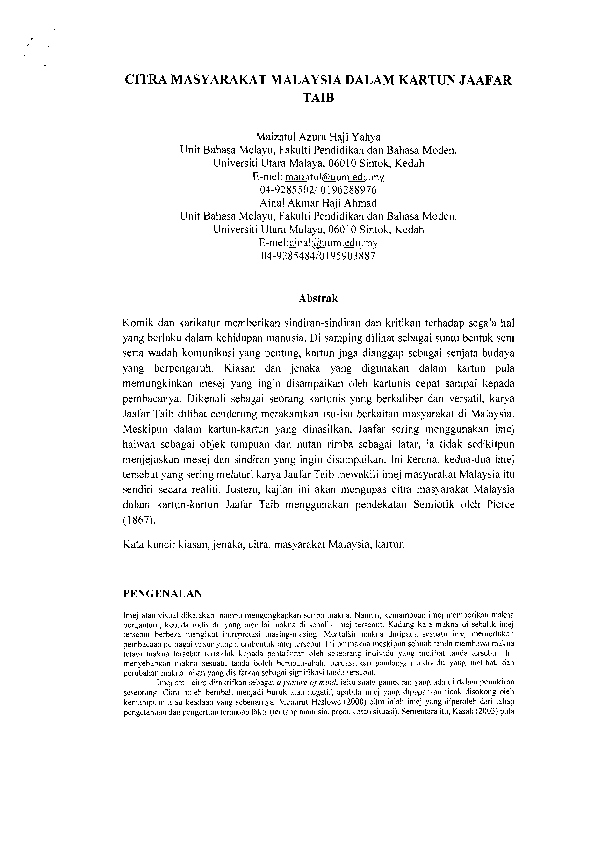 (PDF) Citra masyarakat Malaysia dalam kartun Jaafar Taib