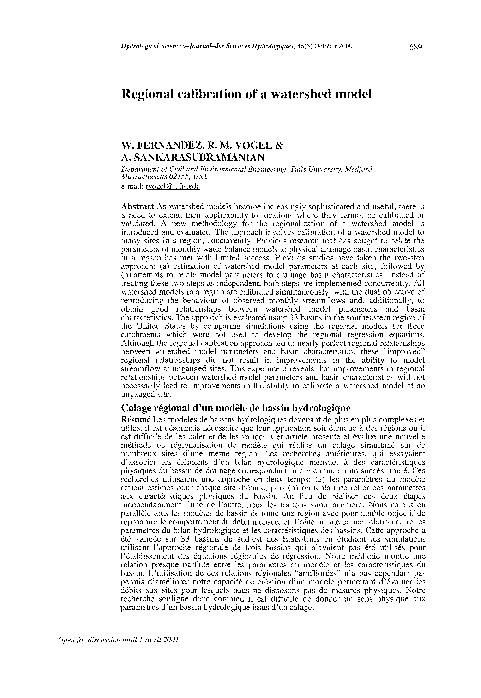 (PDF) Regional calibration of a watershed model