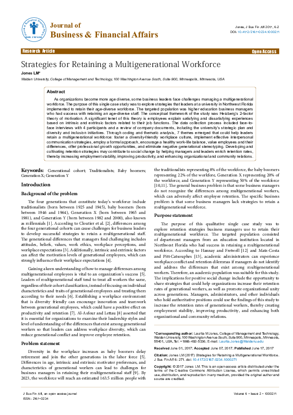 (PDF) Strategies for Retaining a Multigenerational Workforce