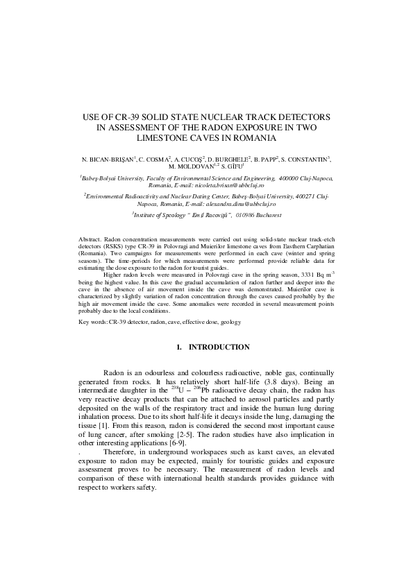 (PDF) Use of Cr-39 Solid State Nuclear Track Detectors in Assessment of ...