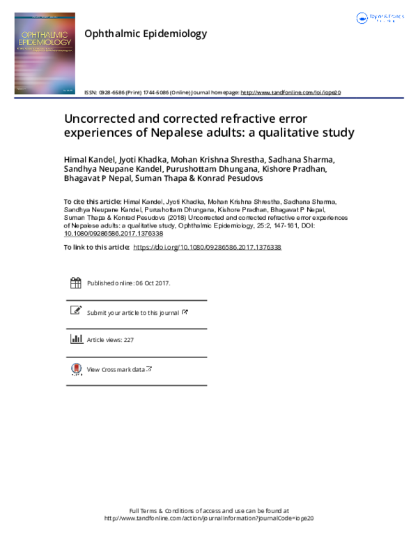 (PDF) Uncorrected and corrected refractive error experiences of ...