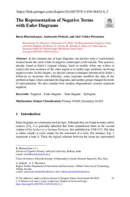 (PDF) The Representation of Negative Terms with Euler Diagrams