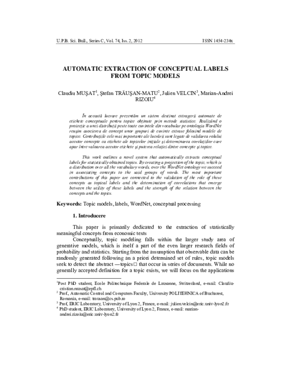 (PDF) Automatic extraction of conceptual labels from topic models