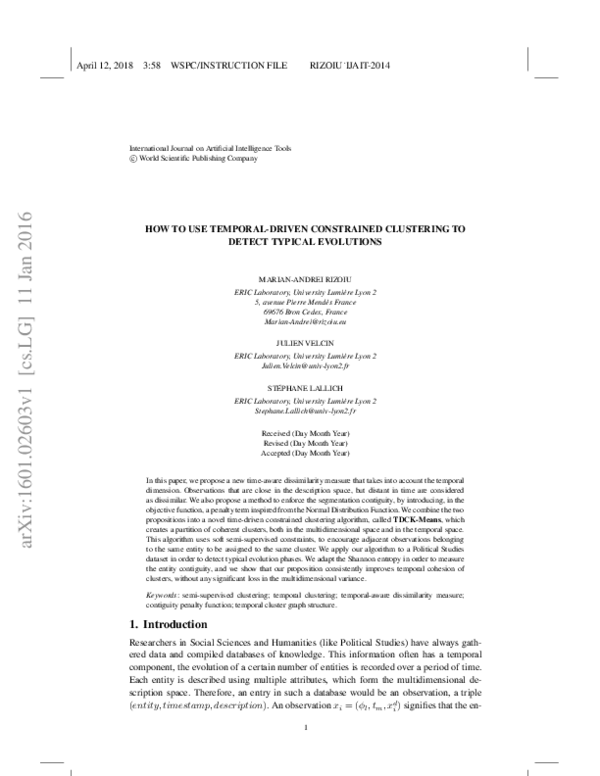 Pdf How To Use Temporal Driven Constrained Clustering To Detect 4953