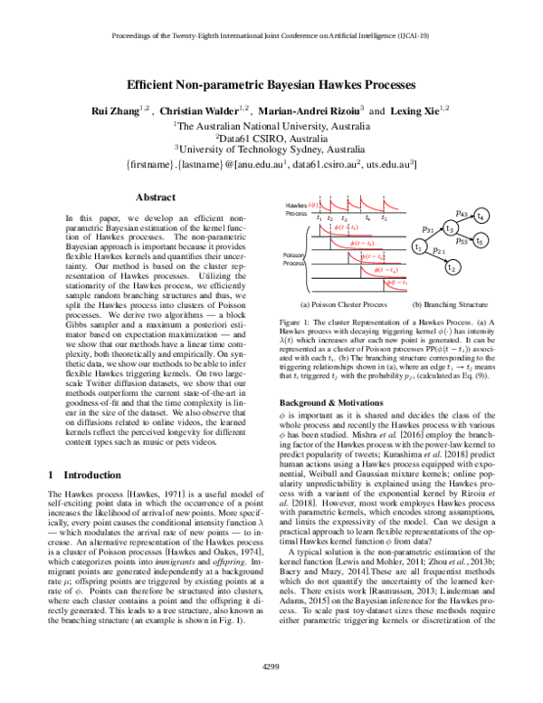 (PDF) Efficient Non-parametric Bayesian Hawkes Processes | Marian-Andrei Rizoiu - Academia.edu