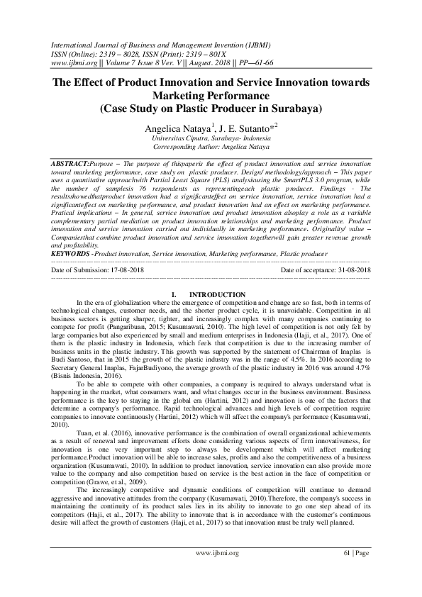(PDF) The Effect of Product Innovation and Service Innovation towards ...