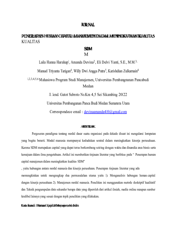 (DOC) Jurnal Human Capital Management kelompok 1