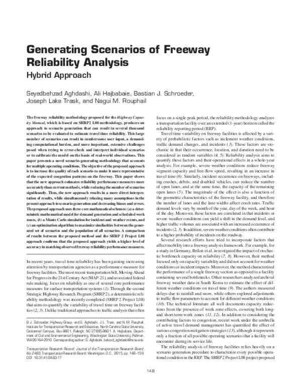(PDF) Generating Scenarios of Freeway Reliability Analysis