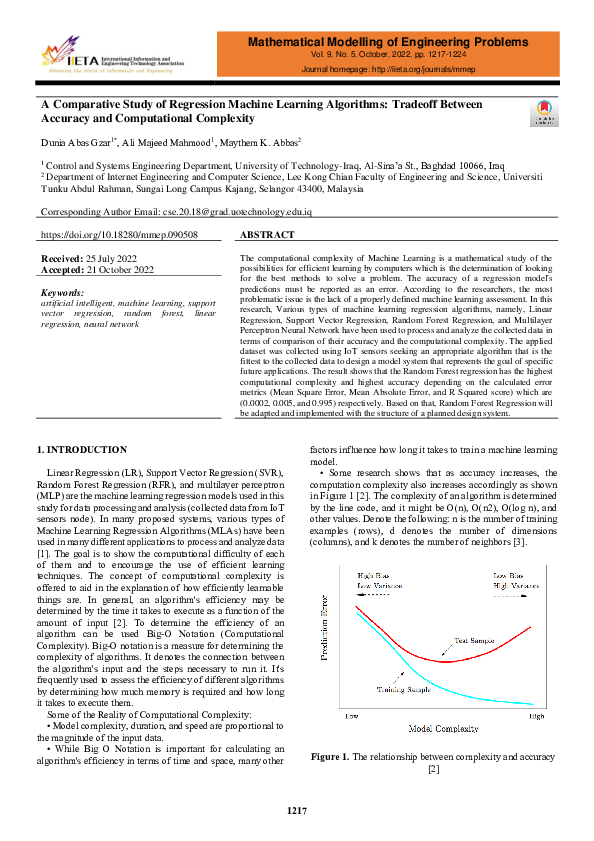 (PDF) A Comparative Study of Regression Machine Learning Algorithms ...