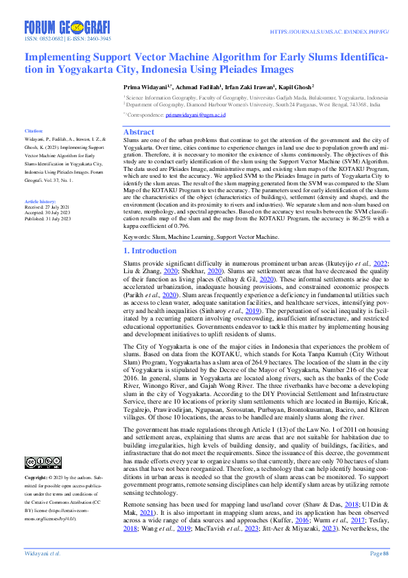 (PDF) Implementing Support Vector Machine Algorithm for Early Slum ... (PDF) Implementing Support Vector Machine Algorithm for Early Slum ...