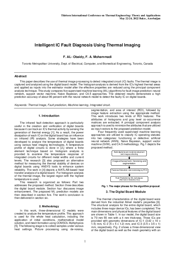 (PDF) Intelligent IC Fault Diagnosis Using Thermal Imaging