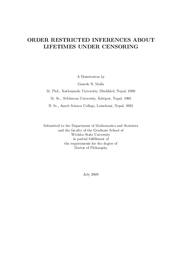 (PDF) Order restricted inferences about lifetimes under censoring