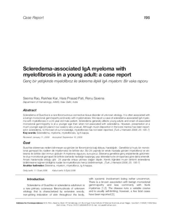 (PDF) Scleredema-associated IgA myeloma with myelofibrosis in a young ...