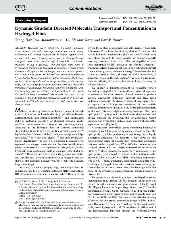 (PDF) Dynamic Gradient Directed Molecular Transport and Concentration ...