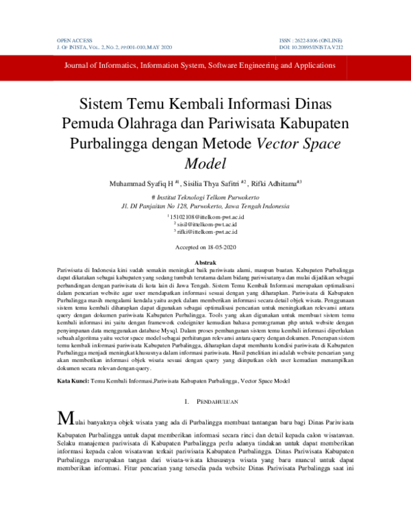 (PDF) Sistem Temu Kembali Informasi Dinas Pemuda Olahraga dan ...