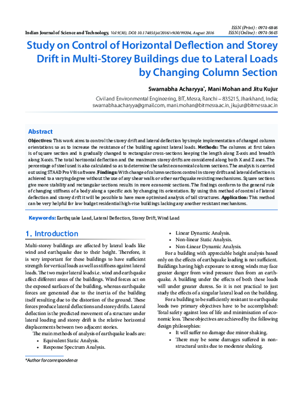 (PDF) Study on Control of Horizontal Deflection and Storey Drift in ...