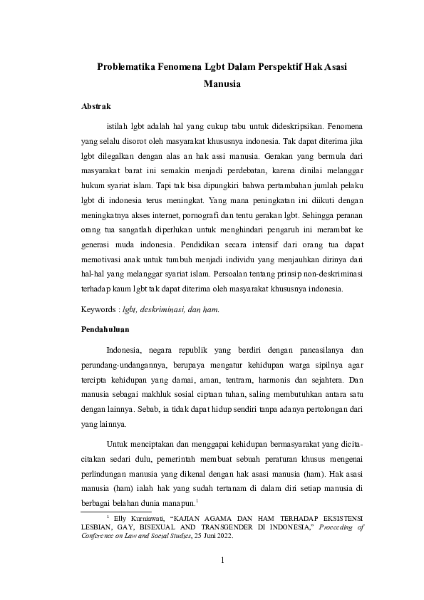 (DOC) Problematika Fenomena Lgbt Dalam Perspektif Hak Asasi Manusia