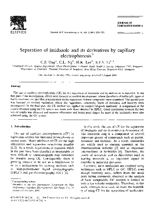(PDF) Separation of imidazole and its derivatives by capillary ...