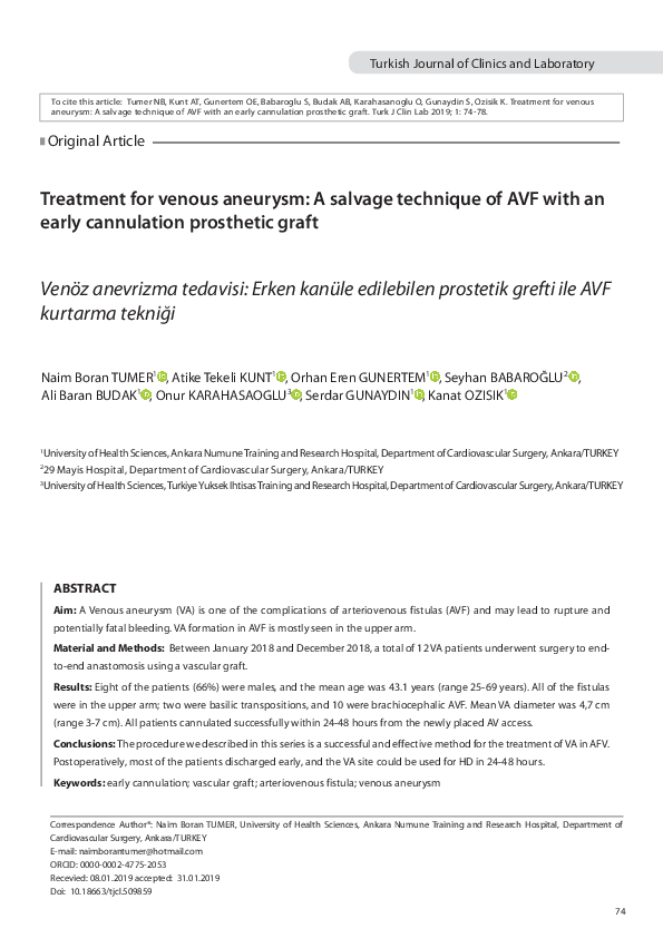 (PDF) Treatment for venous aneurysm: A salvage technique of AVF with an ...