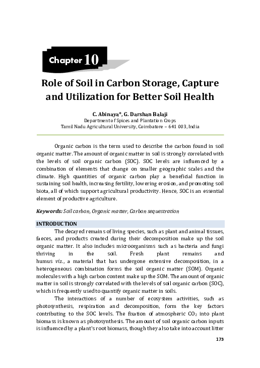 (PDF) Role of Soil in Carbon Storage, Capture and Utilization for ...