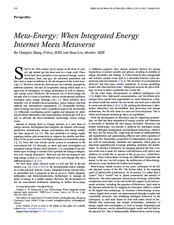 (PDF) Meta Energy When Integrated Energy Internet Meets Metaverse