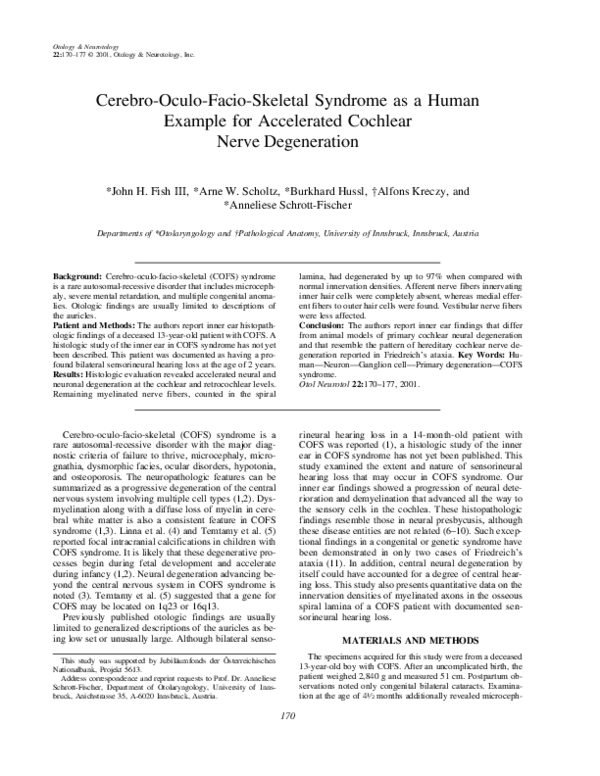 (PDF) Cerebro-Oculo-Facio-Skeletal Syndrome as a Human Example for ...