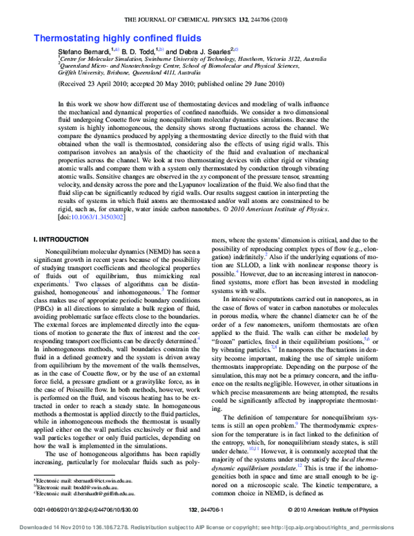 (PDF) Thermostating highly confined fluids