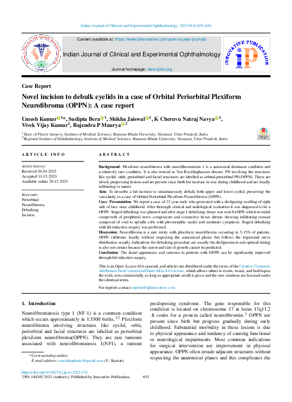 (PDF) Novel incision to debulk eyelids in a case of Orbital Periorbital ...