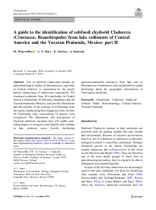 (PDF) A guide to the identification of subfossil chydorid Cladocera ...