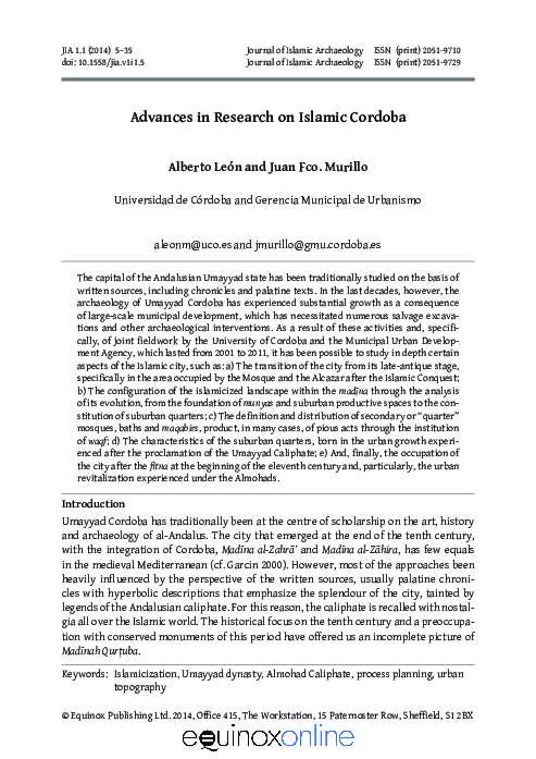 (PDF) Advances in Research on Islamic Cordoba