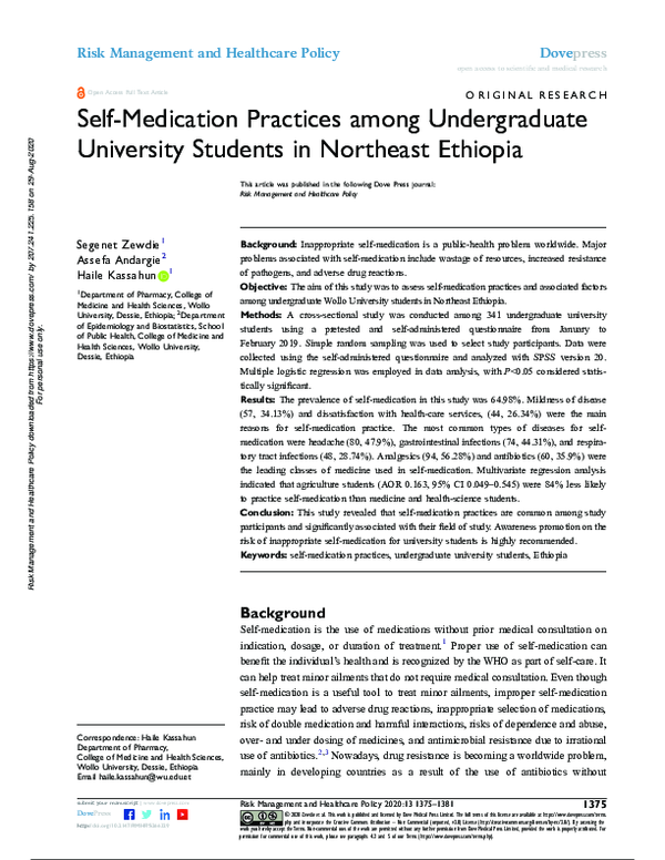 (PDF) Self-Medication Practices among Undergraduate University Students ...
