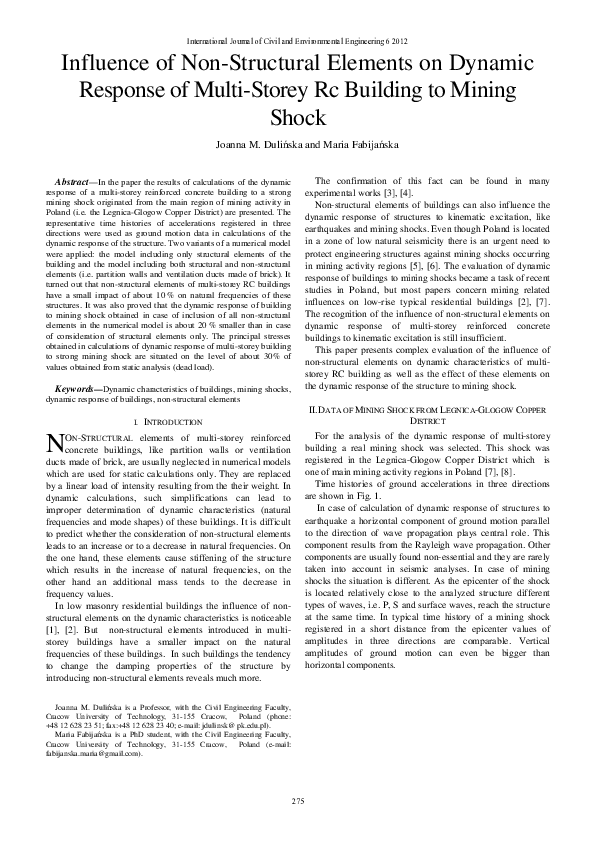 (PDF) Influence Of Non-Structural Elements On Dynamic Response Of Multi-Storey Rc Building To ...
